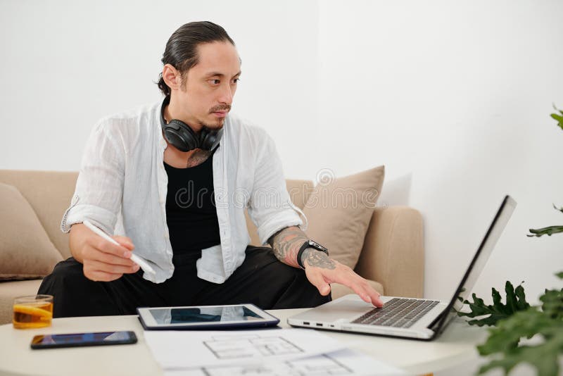 Interior Designer Working from Home Stock Image - Image of freelancer ...