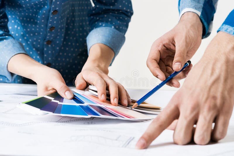 Interior Designers Discussing Color Samples Stock Photo - Image of ...