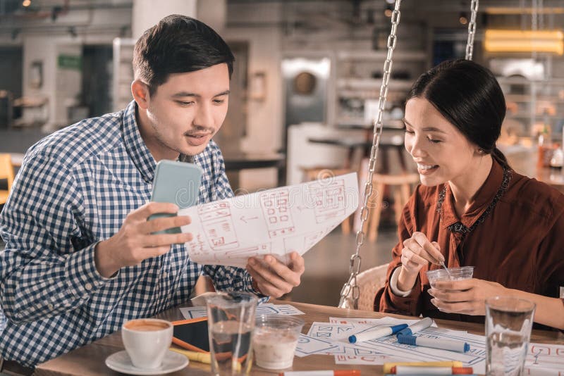 Two Creative Professional Interior Designers Working on New Project ...