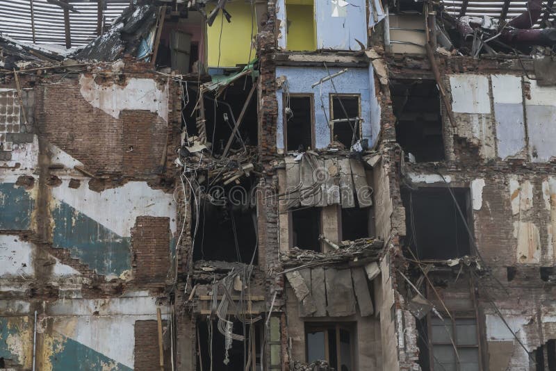 The Interior of the Destroyed Building Stock Photo - Image of ...