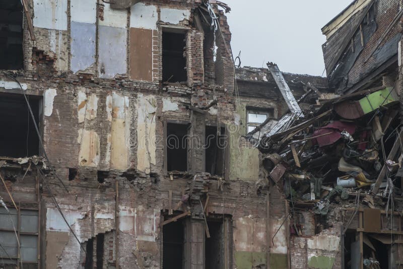 The Interior of the Destroyed Building Stock Photo - Image of ...