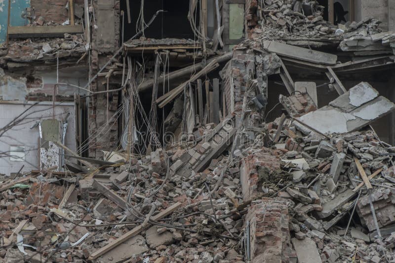 The Interior of the Destroyed Building Stock Photo - Image of ...