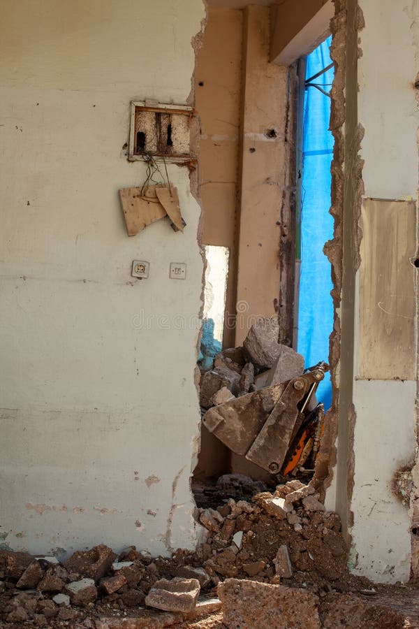 The Interior of the Destroyed Building Stock Photo - Image of rough ...