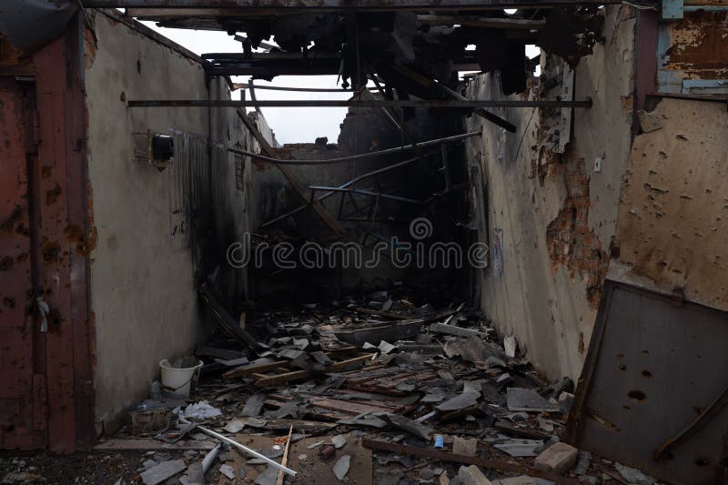 Interior of Destroyed Building, Ukraine Stock Image - Image of debris ...