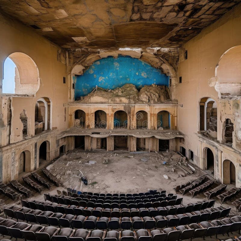 Interior of a Destroyed Theater - War Concept Stock Photo - Image of ...