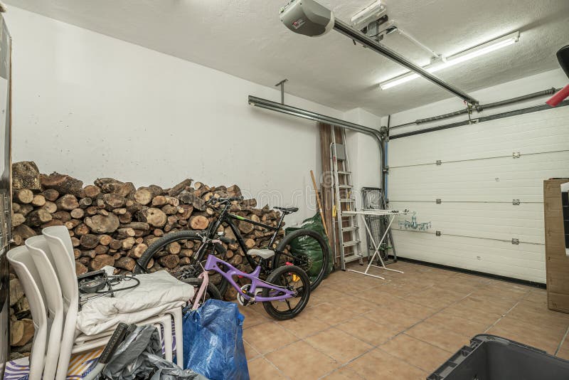Interior of a Detached Garage Used As a Storage Room and Woodshed ...