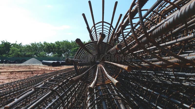 Structural Hardware for Stacked Foundation Pillars. Stock Image - Image ...