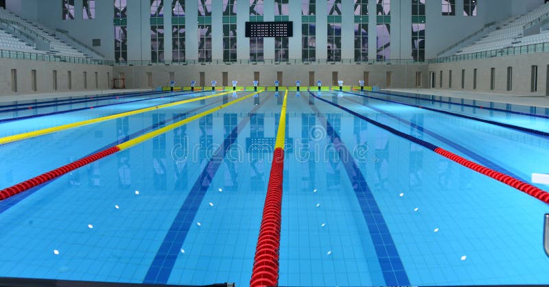 Interior Details of Lanes and Seating in Olympic Sized Swimming Pool ...
