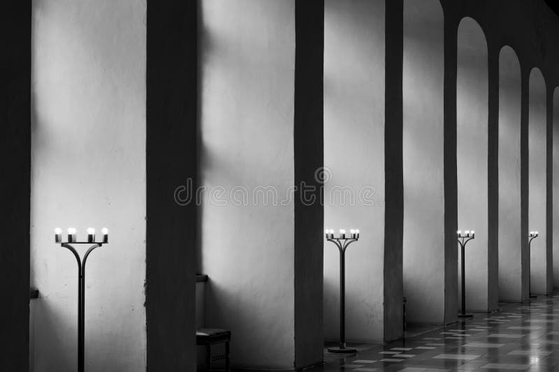 Interior Diminishing Perspective, Row of Vertical Columns and Arch ...