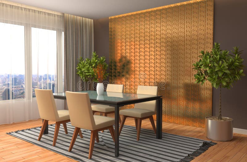 Interior Dining Area. 3d Illustration Stock Illustration - Illustration ...