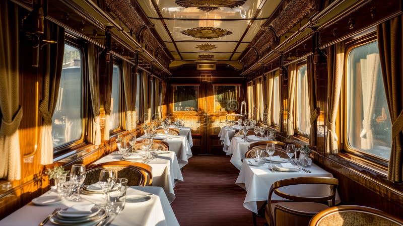 Interior of Dining Car in Luxury Train Stock Illustration ...
