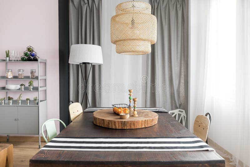 Interior with dining table stock photo. Image of flat - 84359724