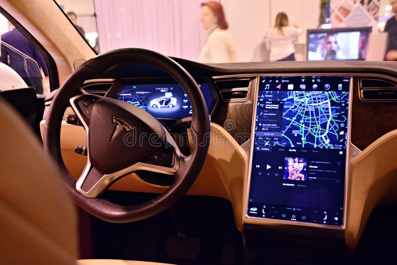 Interior Do Carro 90D Do Modelo X De Tesla Imagem de Stock Editorial ...