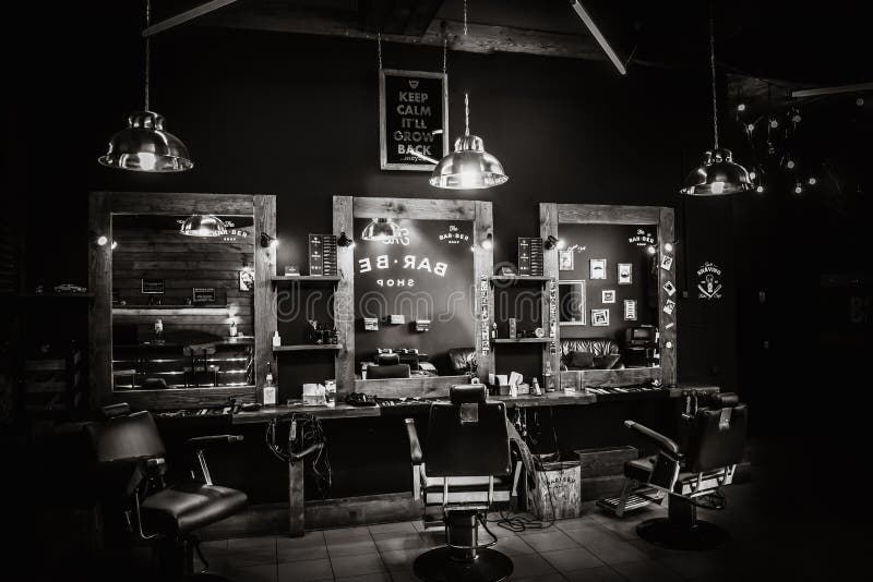 Interior Do Vintage Da Barbearia Imagem Editorial - Imagem de madeira ...