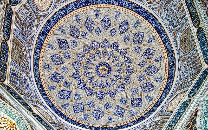 Interior Dome of the Mosque in the Samarkand Stock Image - Image of ...