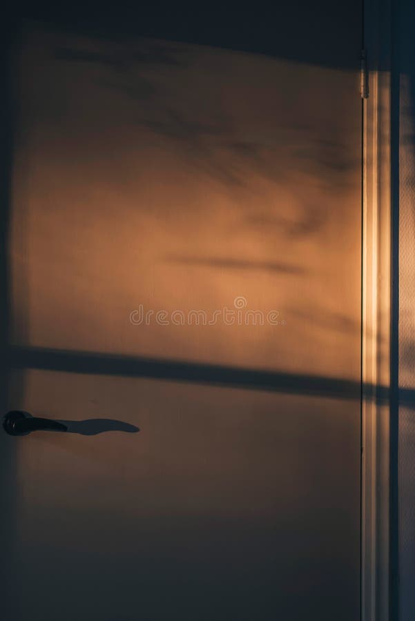 Interior Door in Evening Sunlight. Stock Photo - Image of eeriness ...