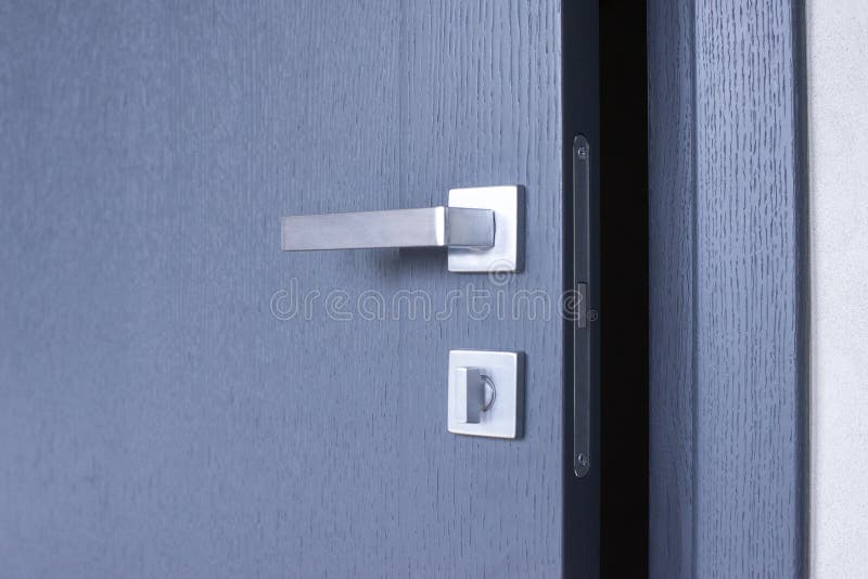 Interior Doors are Gray. Door Handle and Lock. Stock Image - Image of ...