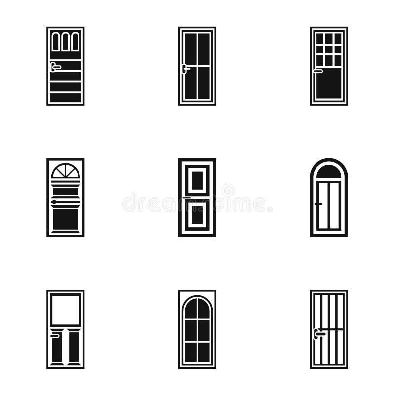 Interior Doors Icons Set, Simple Style Stock Illustration ...