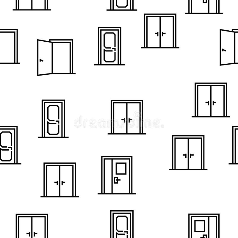 Interior Doors Types Vector Seamless Pattern Stock Vector ...