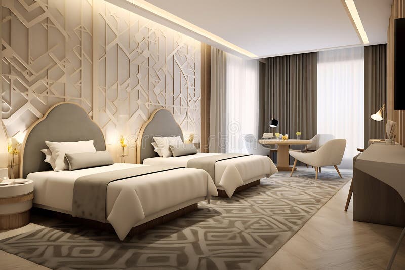 Interior of a Double Bed Hotel Room Stock Image - Image of sleep, rest ...