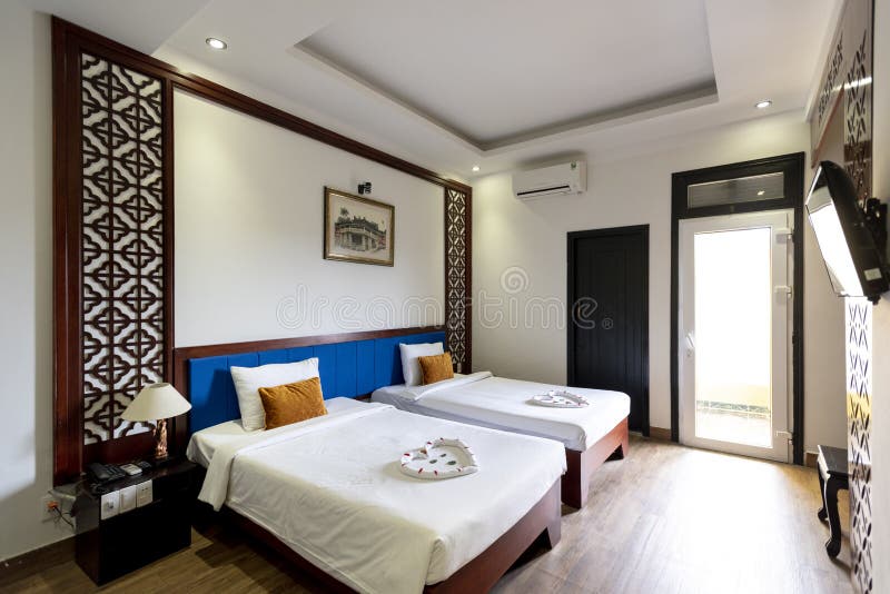 Interior of a Double Bed Hotel Room, Bedroom Stock Photo - Image of ...