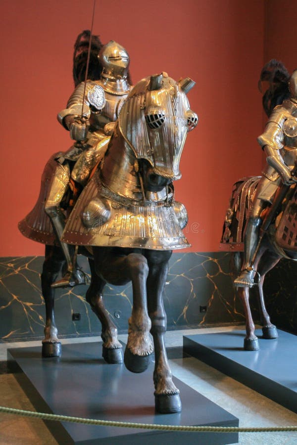 Interior of the Dresden Museum. Knight`s Armor and His Horse Editorial ...