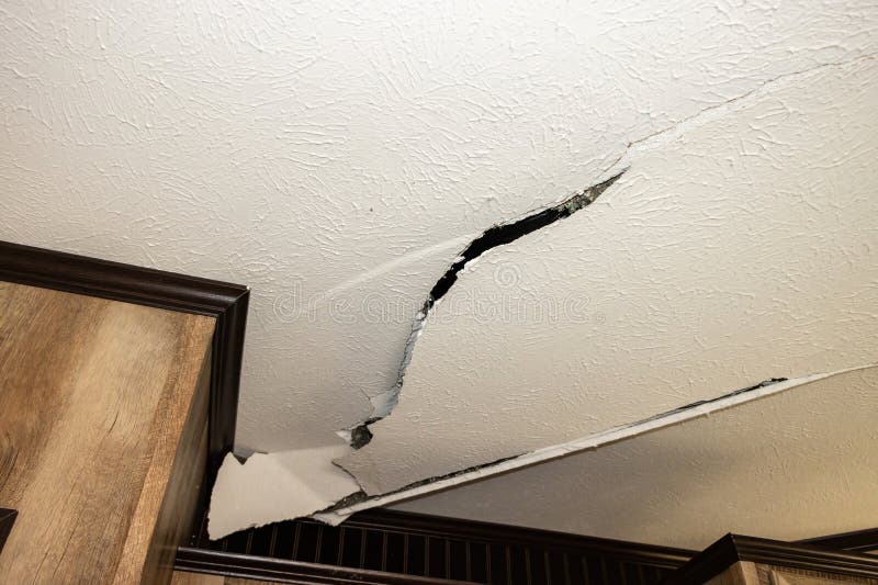 Interior Drywall Damage To Ceiling Stock Image - Image of insurance ...