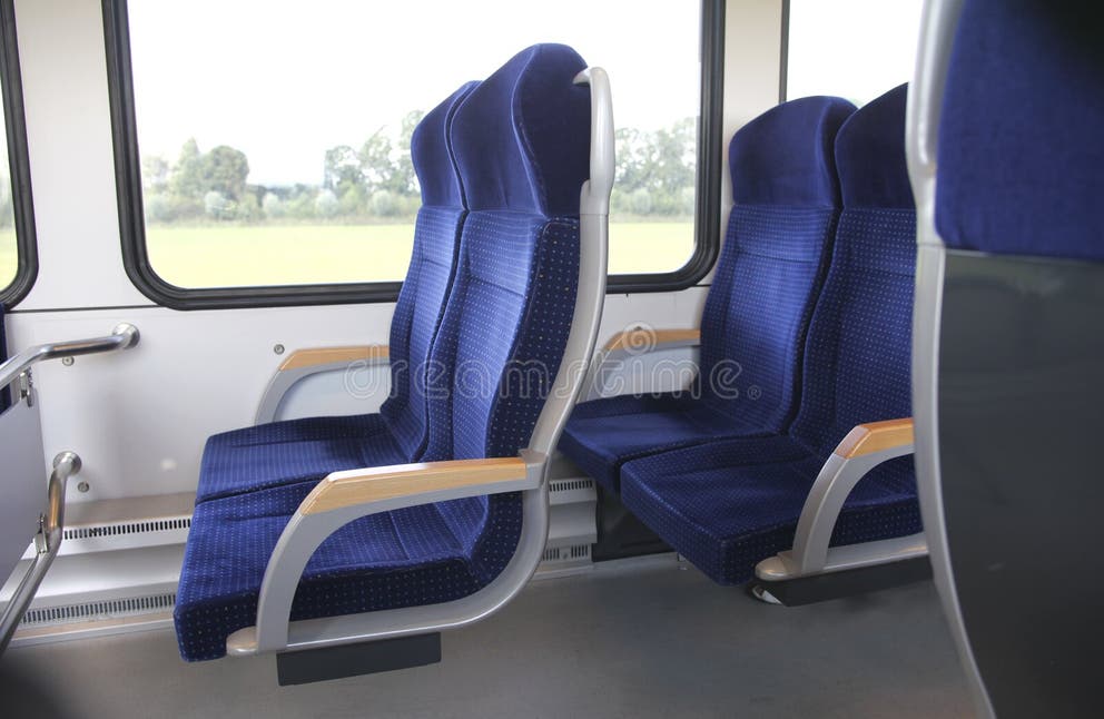 Interior of a Dutch Train with Blue Seats Stock Image - Image of place ...