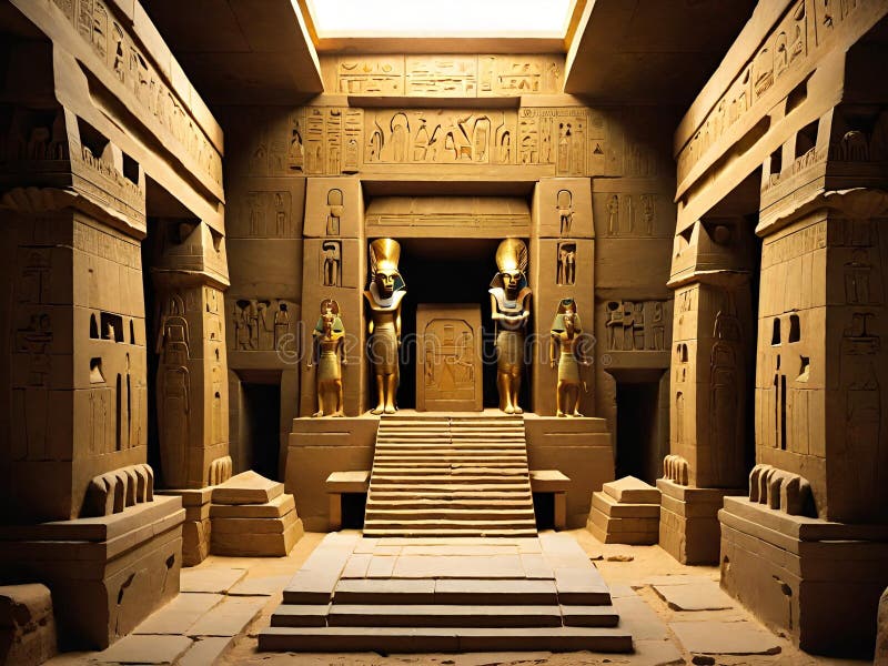 The Interior of the Egyptian Temple in Egypt Stock Illustration ...