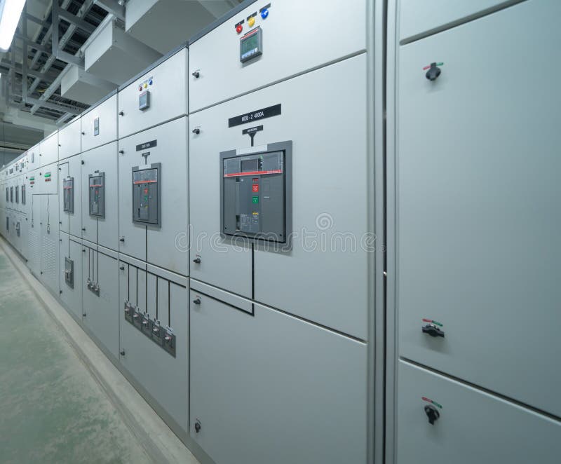 Interior of Electrical Room. Power Energy Motor Machinery Cabinets in ...