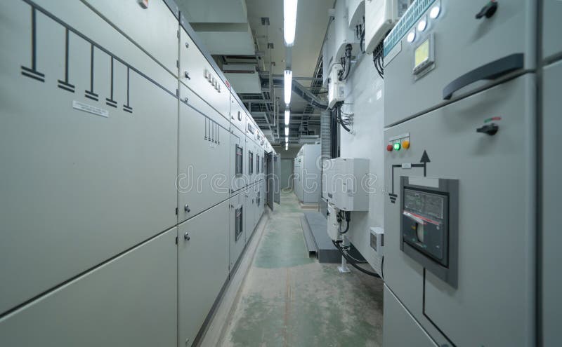 Interior of Electrical Room. Power Energy Motor Machinery Cabinets in ...