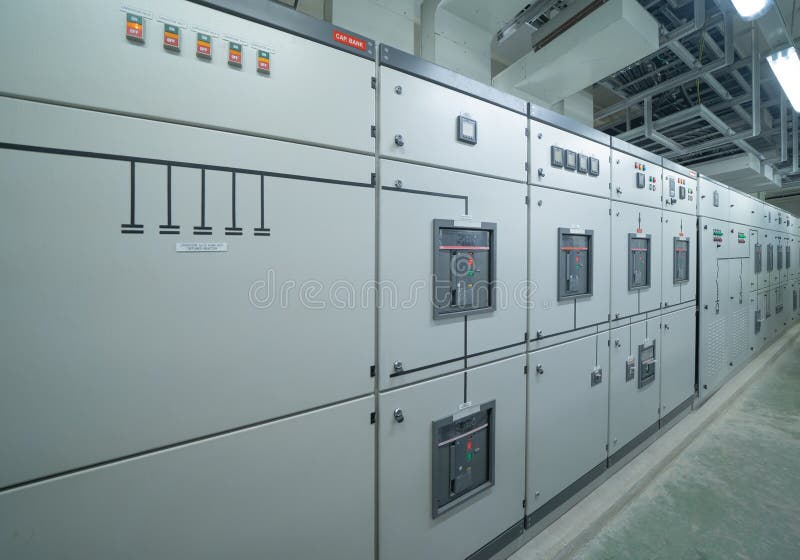 Interior of Electrical Room. Power Energy Motor Machinery Cabinets in ...