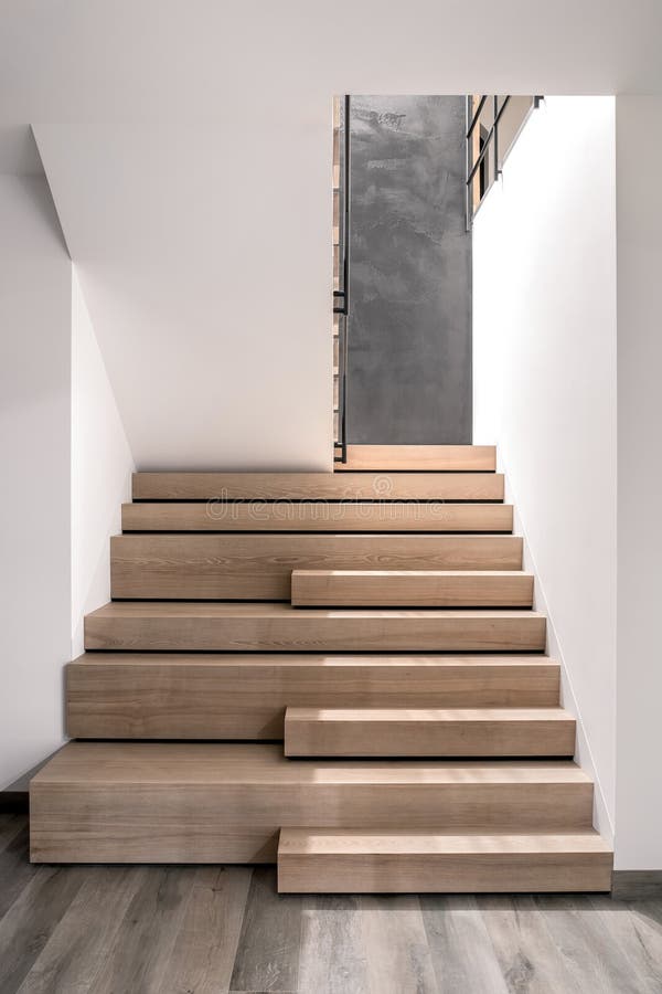 Interior Elegante En Estilo Moderno Con La Escalera De Madera Imagen de ...