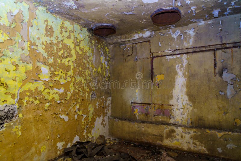 Destroyed and Abandoned Military Barracks. Background with Selective ...