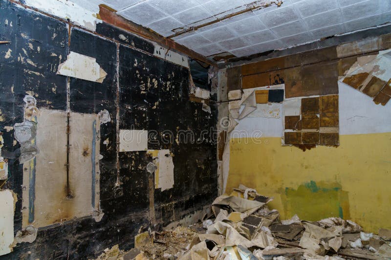 Interior Element of a Destroyed Abandoned Military Bunker. Background ...