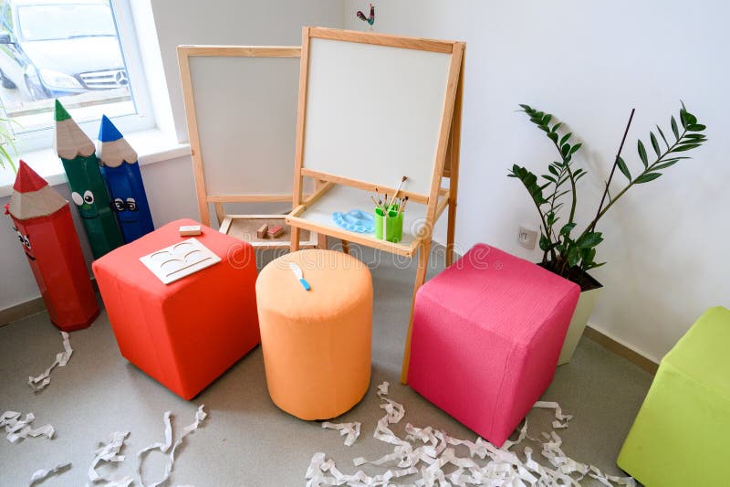 Interior of an Elementary School, a Preschool with Furniture and Basic ...