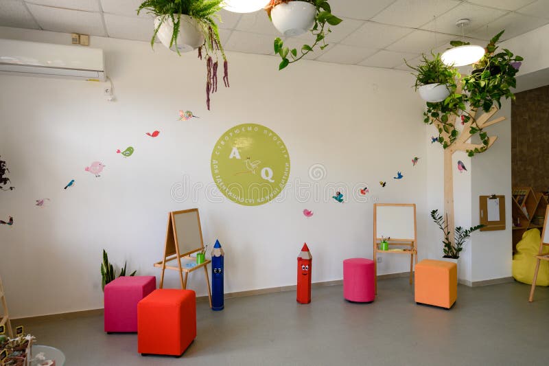 Interior of an Elementary School, a Preschool with Furniture and Basic ...