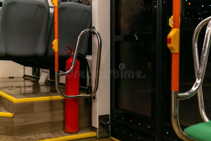 Interior Elements of Public Transport - City Bus Grab Handles - on a ...