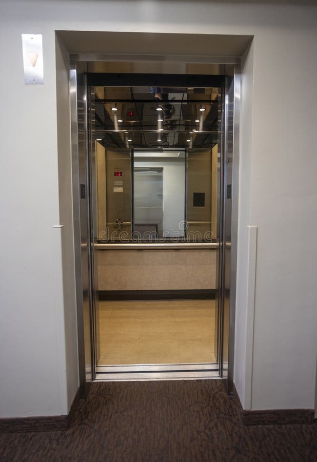 Interior of an Elevator with Doors Opened Stock Image - Image of ...
