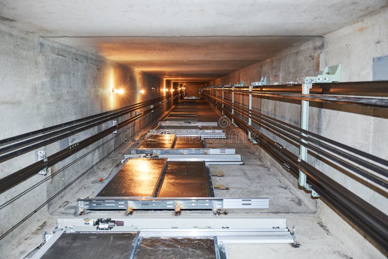 Elevator in lift shaft stock photo. Image of builder - 106208210