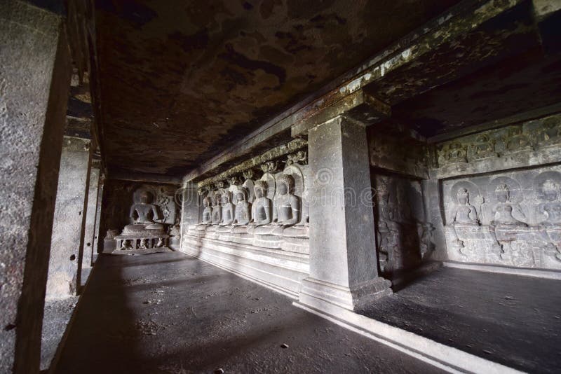 Interior of Ellora Caves in India Editorial Stock Image - Image of ...