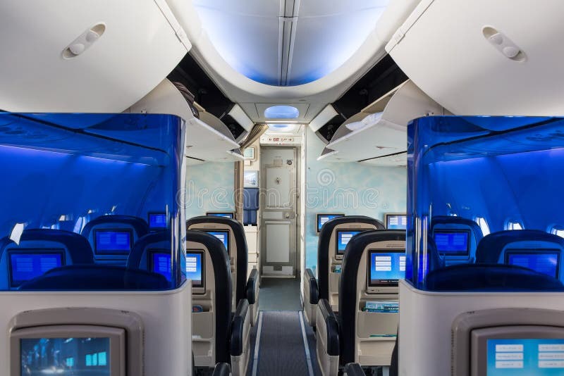 Interior of Empty Aircraft Cabin Stock Photo - Image of commercial ...