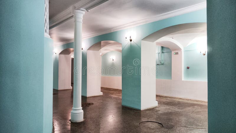 Interior, Empty Apartment Classic, Large Room with Green and White ... Interior, Empty Apartment Classic, Large Room with Green and White ...