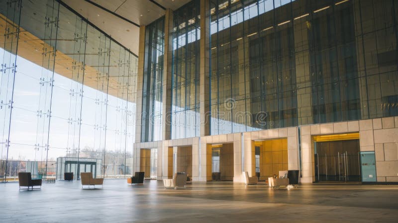 Interior of an Empty Bank Building Stock Illustration - Illustration of ...