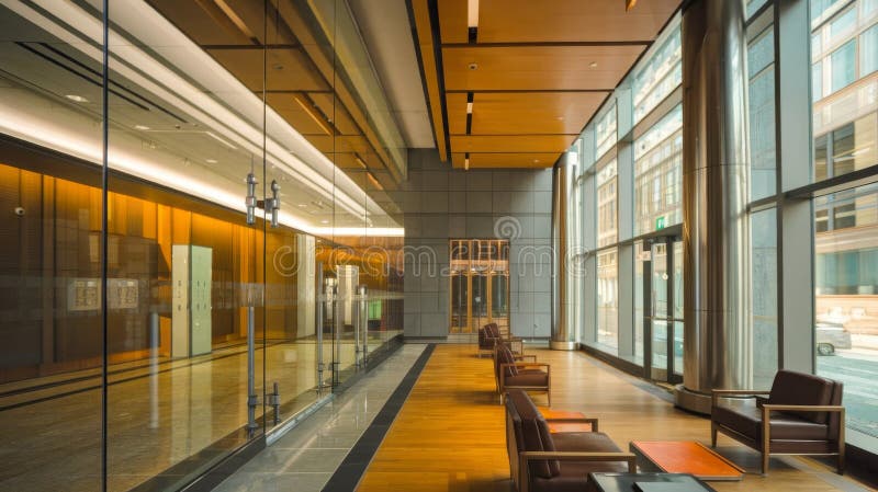 Interior of an Empty Bank Building Stock Illustration - Illustration of ...