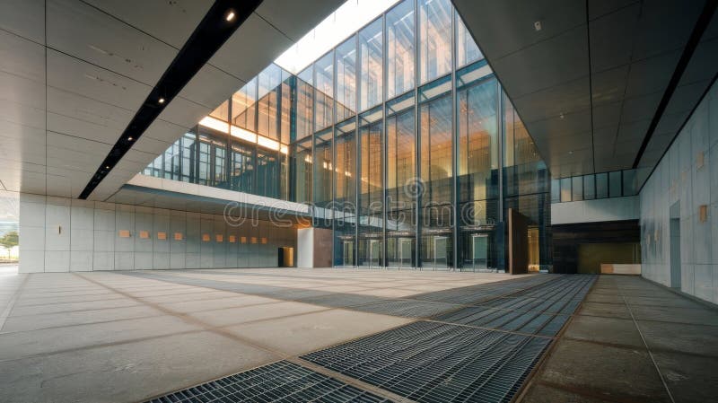Interior of an Empty Bank Building Stock Illustration - Illustration of ...