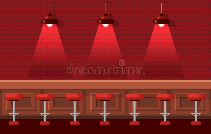Bar Or Pub With Empty Stools And Tables Vector Stock Vector