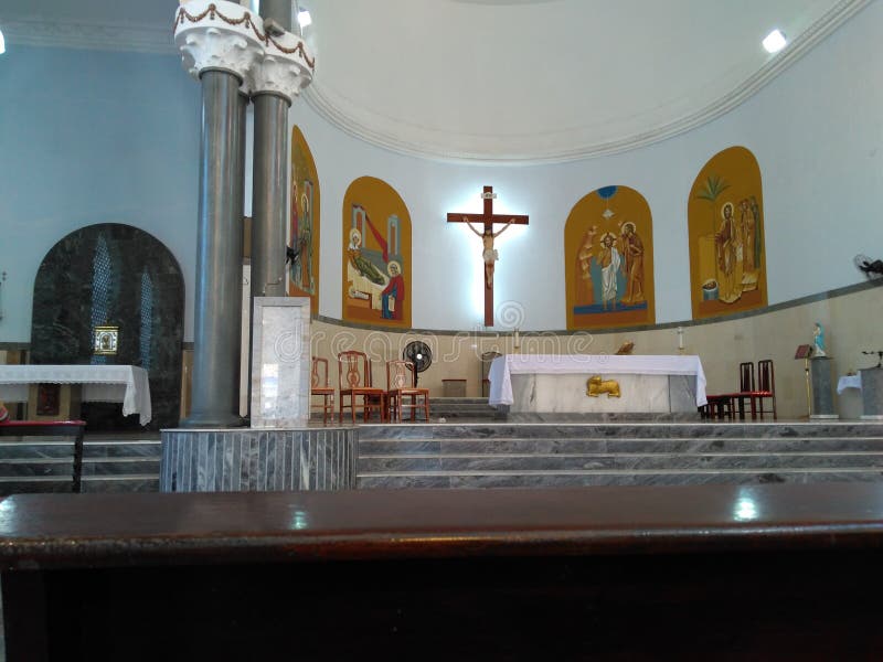 Cross stock image. Image of empty, cross, interior, catholic - 133350301