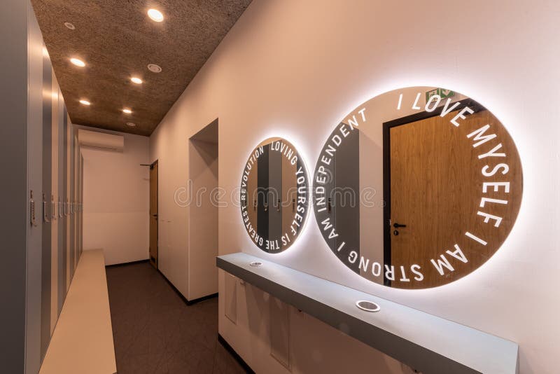 Interior of Empty Changing Room, Locker Room, Dressing Room in Swimming ...
