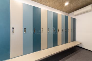 Interior of Empty Changing Room, Locker Room, Dressing Room in Swimming ...